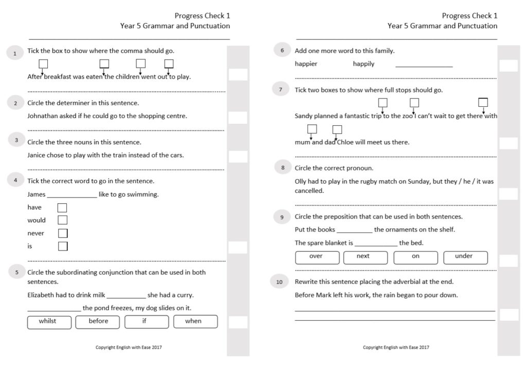 Year 3-6 Grammar Progress Checks – Teaching With Ease