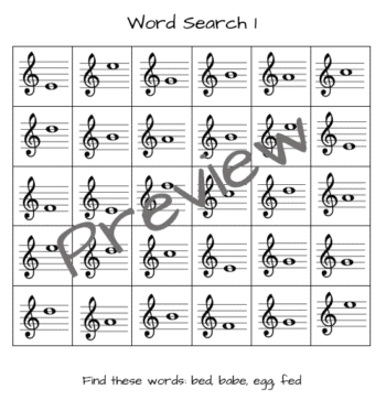 Treble Clef Musical Note Word Searches – Teaching With Ease